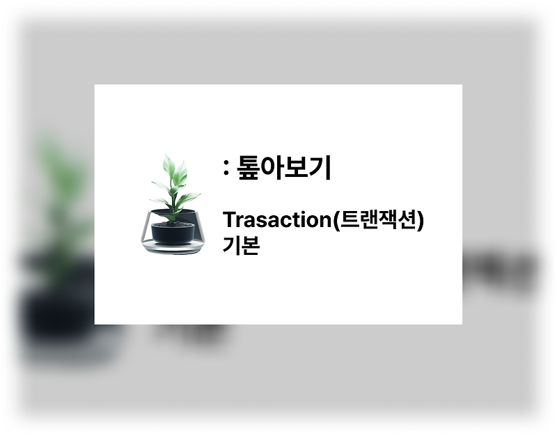 Trasaction(트랜잭션) 기본적으로 톺아보기