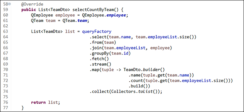 JPA QueryDSL 집계 쿼리