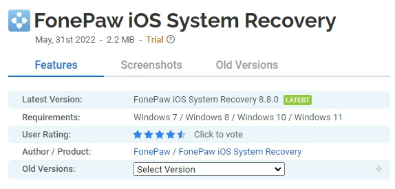 FonePaw iOS System Recovery 무료 다운로드
