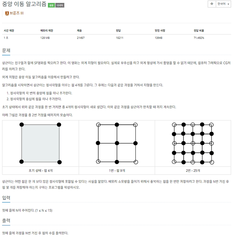 [BOJ/백준] 2903번 파이썬 해결
