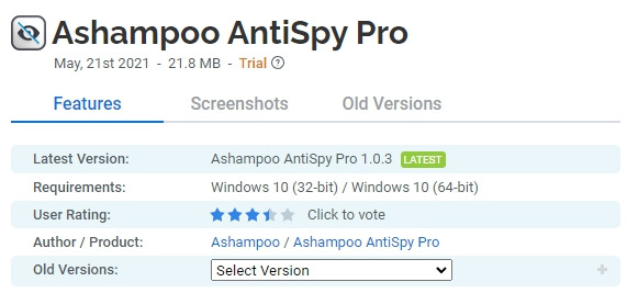 Ashampoo AntiSpy Pro 무료 다운로드
