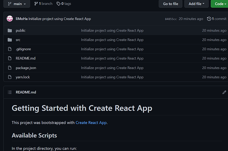 [GIT] React 앱 만든 후 github으로 관리하는 방법