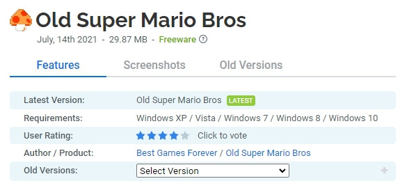 Old Super Mario Bros 무료 다운로드