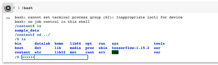 google colab에서 shell(terminal) 실행하는 법
