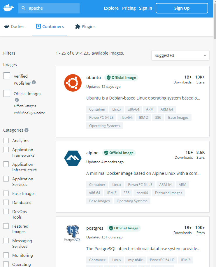 [docker] Docker hub에서 이미지 검색 및 내려받기 (pull)
