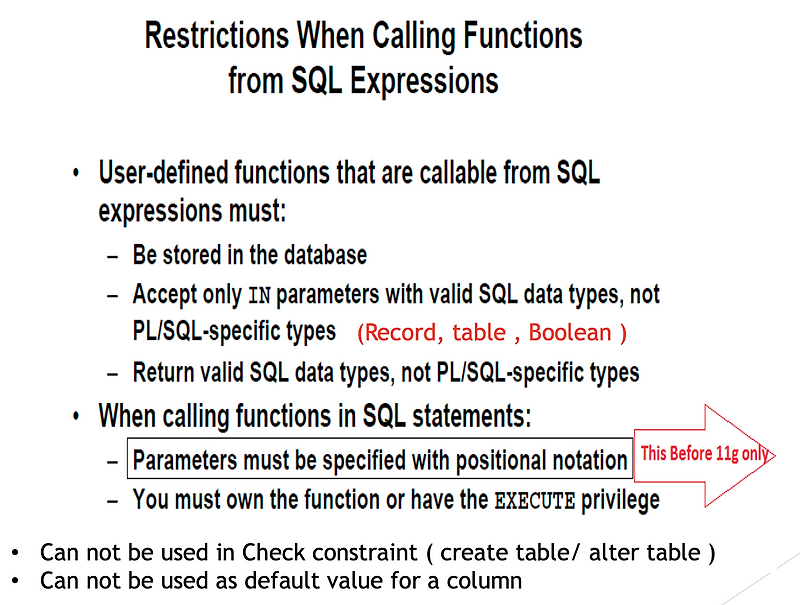 043 - [Oracle PL/SQL] Restrictions when calling functions