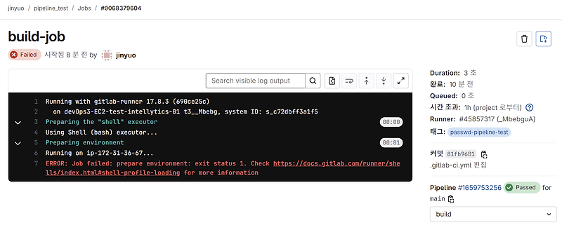 [GitLab] Runner Shell Executor - ERROR: Job failed: prepare environment: exit status 1. Check ...