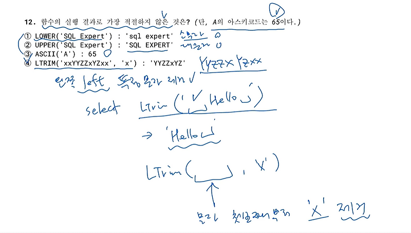 [SQLD 자격검정 실전문제] Part 2-1. 62번 함수 실행결과 찾기