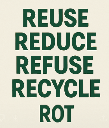 환경보호를 위한 지속가능한 실천법(Reuse, Reduce, Refuse, Recycle, ROT)