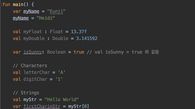 [Kotlin] 코틀린에서 변수 VAR/VAL 차이점, Boolean
