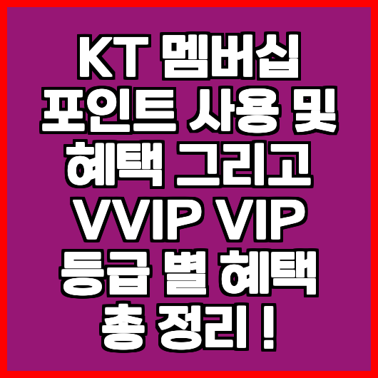 KT 멤버십 포인트 사용 및 혜택 그리고 VVIP VIP 등급 별 혜택 총 정리