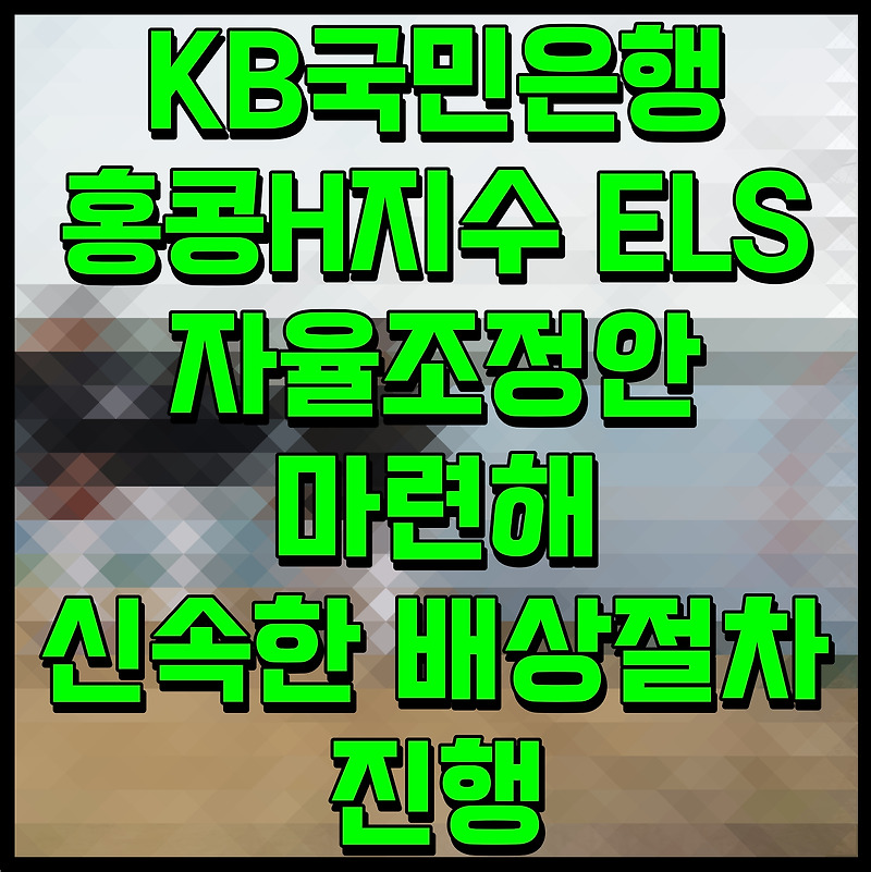 KB국민은행 홍콩H지수 ELS 자율조정안 마련해 신속한 배상절차 진행