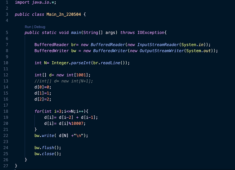 [BOJ] 11726번: 2*n 타일링