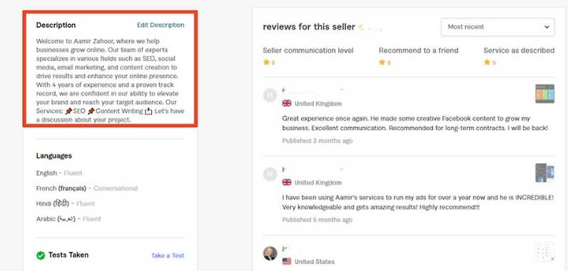 Write a Clear Gig Description on Fiverr Profile