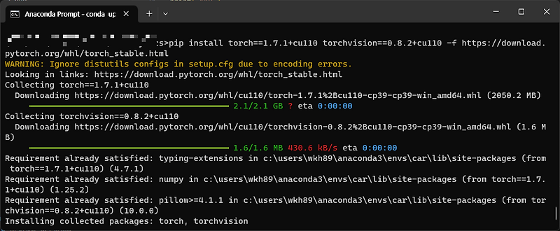 [Pytorch] ERROR: No matching distribution found for torch==1.7.1+cu110 — 데이터 공부하는 초코거북이