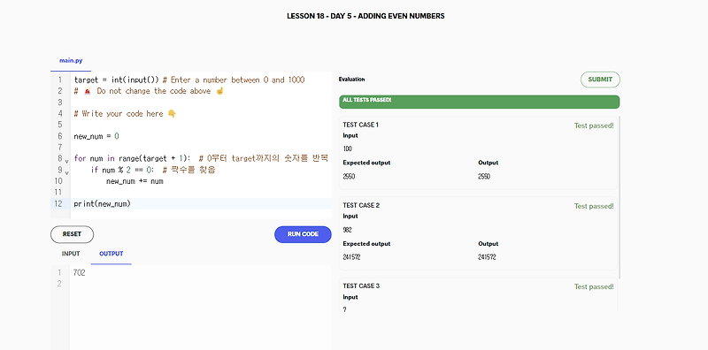 [Python] ADDING EVEN NUMBERS