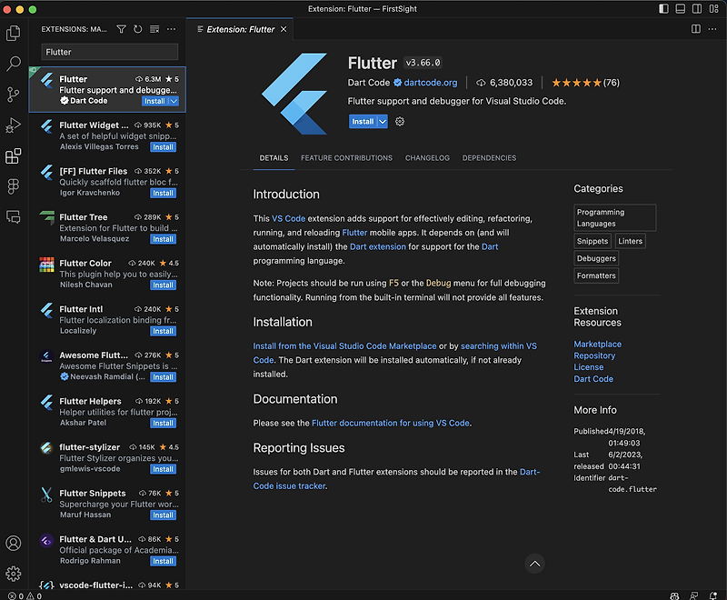 [Flutter on Mac] 플러터 설치과정 정리 3탄(23.06.28) - VSCode세팅
