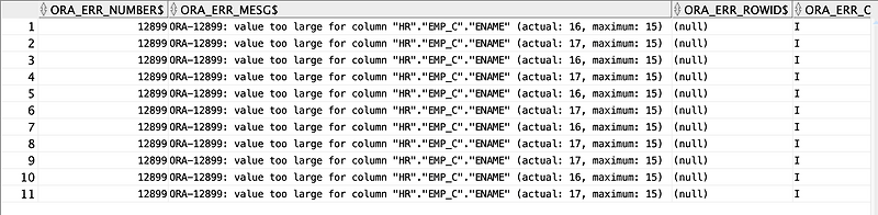 120 - [Oracle PL/SQL] DML logs using package dbms_errlog