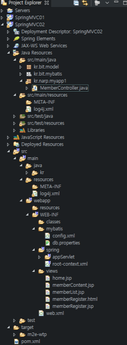 인프런 나프_2탄 20일차 : Spring WEB MVC_02버전_01~02 신규 Spring 프로젝트 생성, Mapper 인터페이스와 XML mapper 이용한 CRUD ...