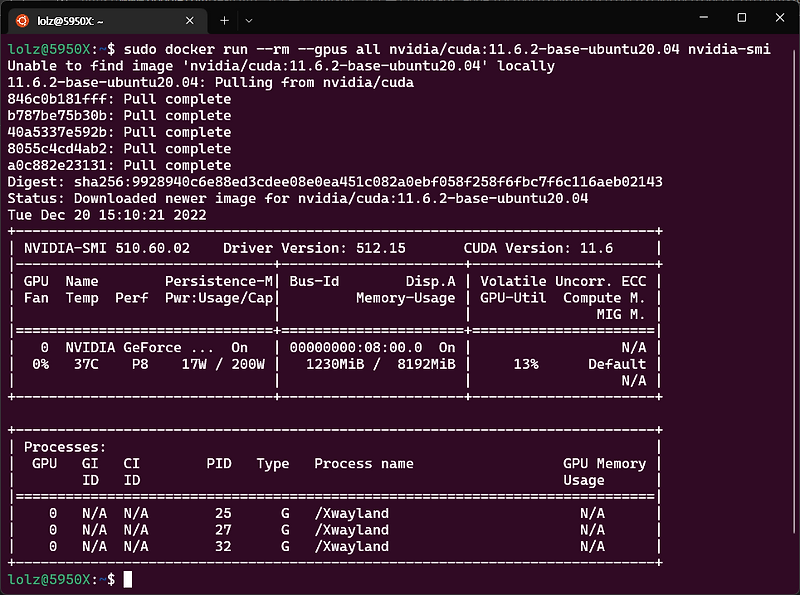 [Docker] WSL2에서 Nvidia Docker 설치 (Ubuntu 22.04 LTS) — LoLz's Blog