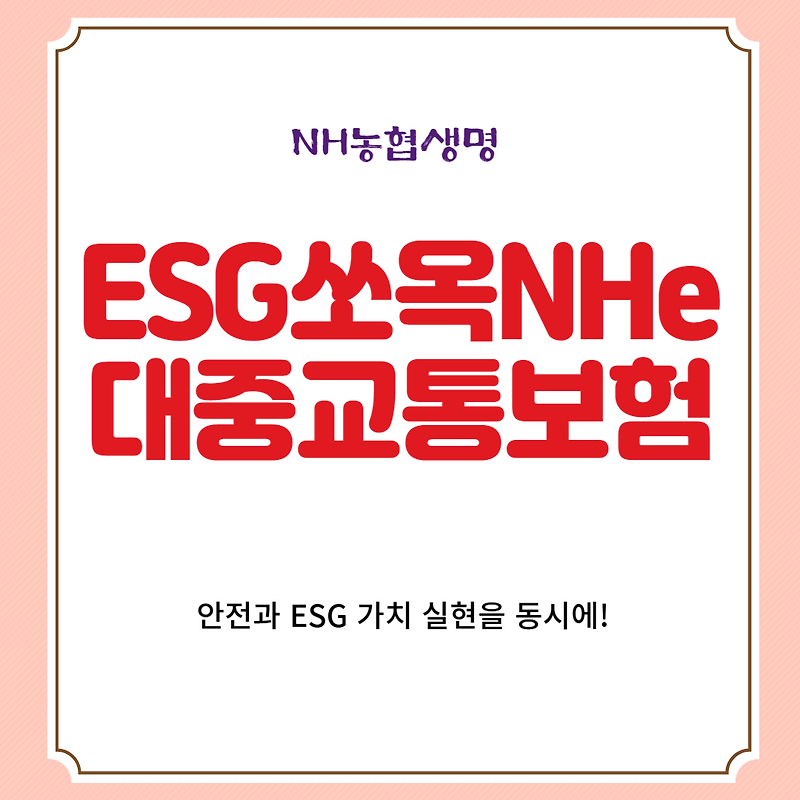 ESG쏘옥NHe대중교통보험 - 안전과 ESG 가치 실현을 동시에! :: 금융헬퍼