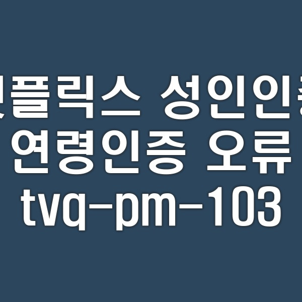 넷플릭스 성인인증 연령인증 오류 tvq-pm-103 해결 방법