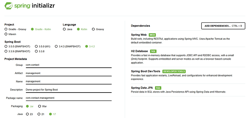 [Kotlin + Spring Boot + JPA + H2 + Gradle] 1. 프로젝트 생성