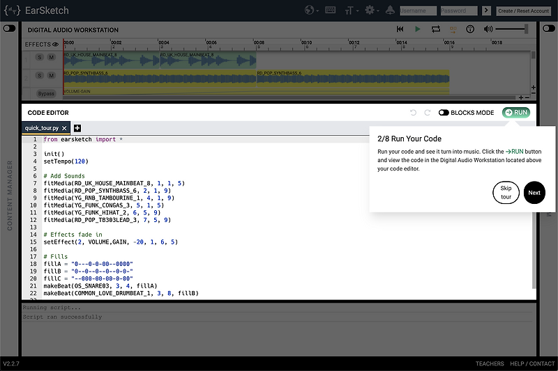 파이썬으로 작곡하기 EarSketch