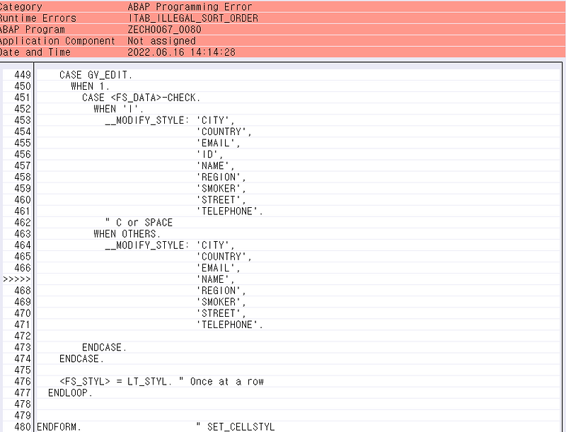 ::DUMP Solution:: ITAB_ILLEGAL_SORT_ORDER
