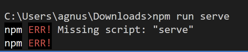 Missing script: "serve" 에러 해결 방법