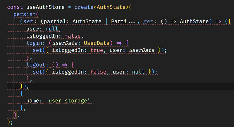 zustand persist에 타입 제공하기