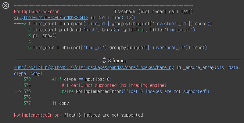[pandas]float16 indexes are not supported