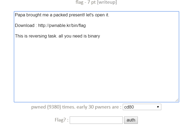 [pwnable.kr] flag write-up