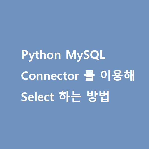 Python MySQL Connector 를 이용해 Select 하는 방법