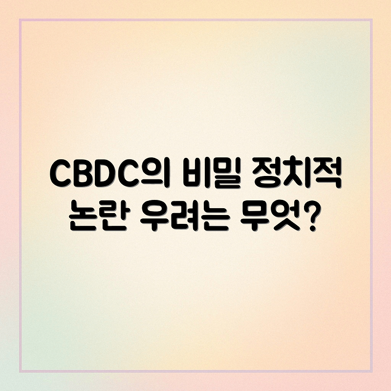 CBDC, 정치적 우려는 무엇인가?