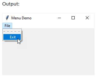 Tkinter Menu