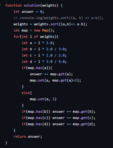 [프로그래머스] Lv.2 시소 짝꿍 ( JavaScript ) :: hwannee.dev