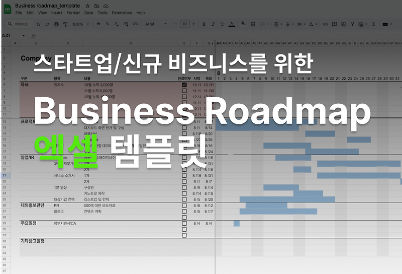 비즈니스 로드맵 엑셀 템플릿 Gonilab