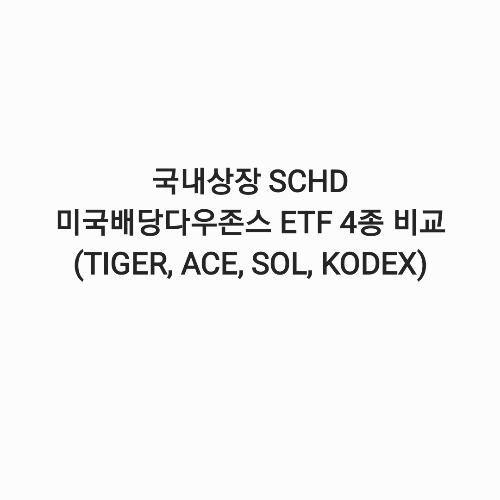 국내상장 SCHD 미국배당다우존스 ETF 4종 비교(TIGER, ACE, SOL, KODEX)