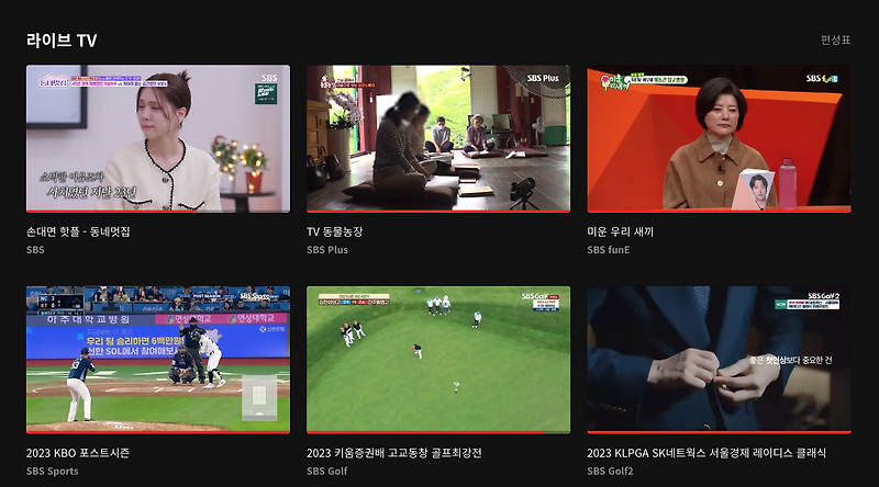 SBS 실시간 중계 무료로 보는 방법