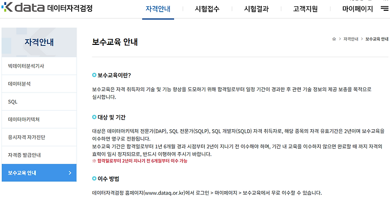 SQLD 보수교육: 자격증 유효기간을 영구적으로 유지하는 방법
