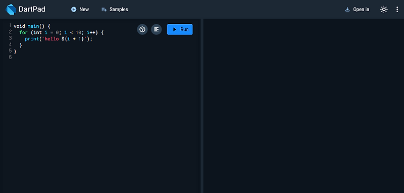 [Flutter] 4. DartPad 사이트 이용해보기
