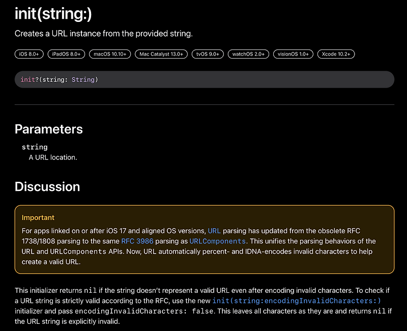 iOS 17에서의 URL 사용시 유의점 URL(string:)
