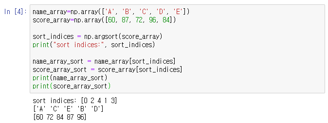Numpy argsort()로 key-value 형태 데이터 정렬하기