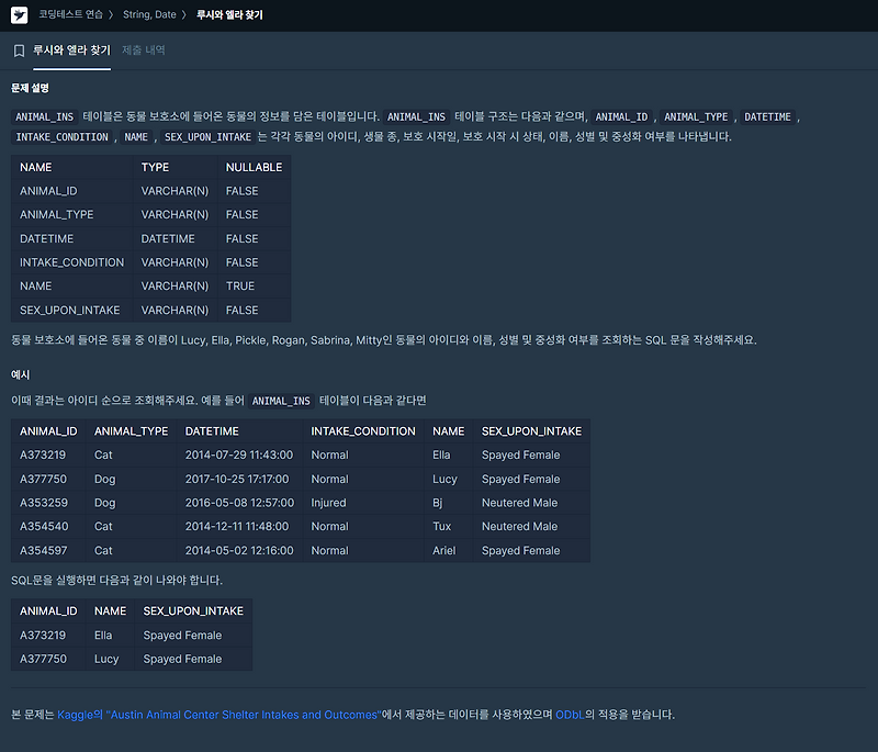 [프로그래머스 SQL] Lv. 2 루시와 엘라 찾기