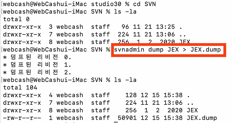 [SVN] 백업(backup) 및 복원(load) 방법