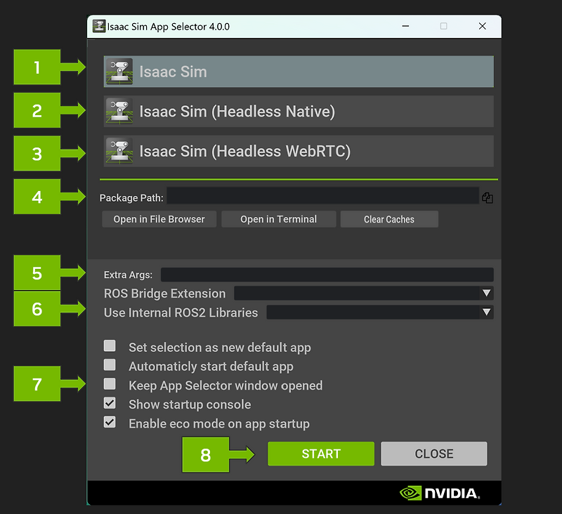아이작 심 앱 선택기 :: Isaac Sim App Selector
