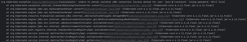 org.hibernate.exception.GenericJDBCException: unable to obtain isolated JDBC connection [Access ...
