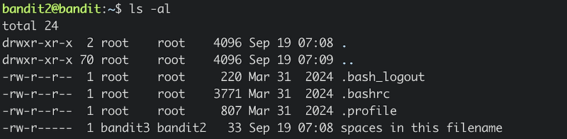 [OverTheWire][Linux] Bandit Level2 -> Level3
