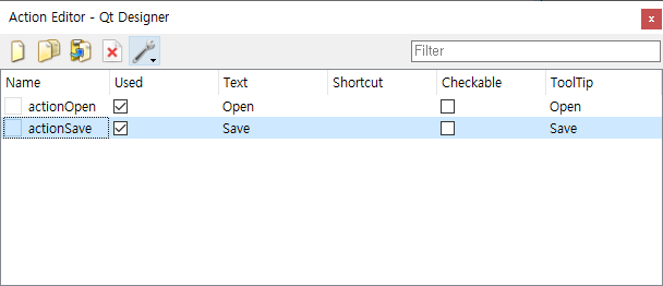 QAction 클래스(QT C++)